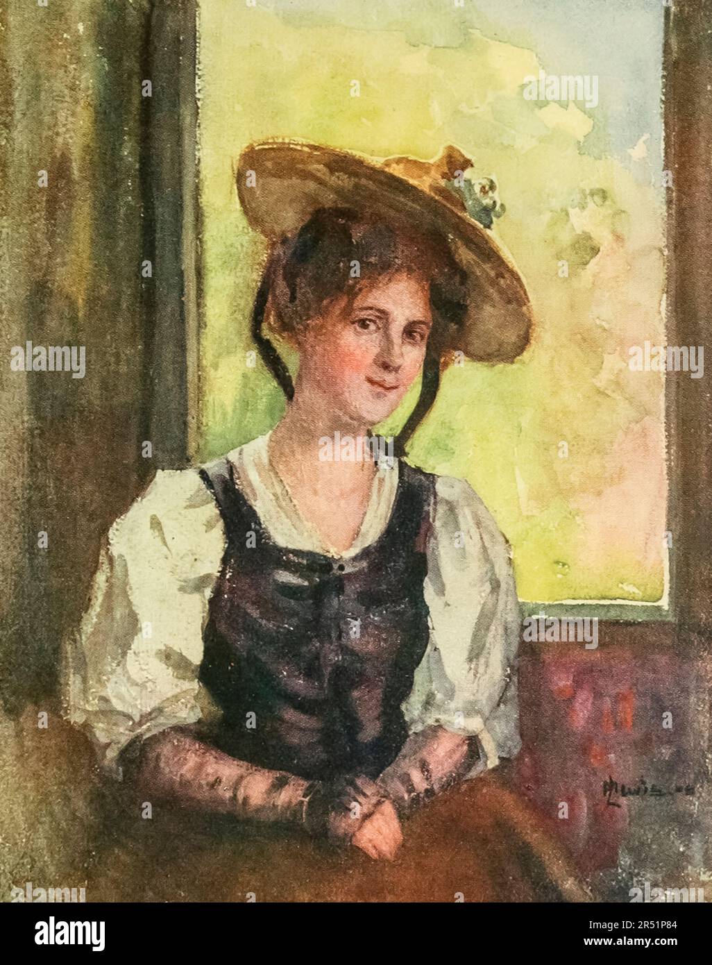 A Vaudoise [ Vaudois ] Sommer-Aquarellgemälde von J. Hardwicke Lewis ...