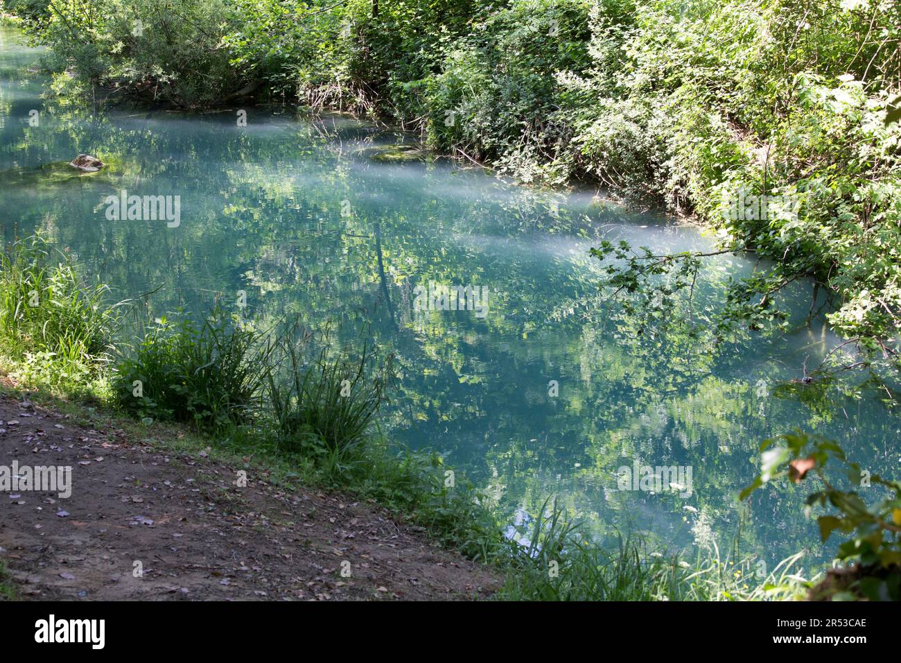 Blick auf das Wasser entlang des Elsa River Trail oder SentierElsa ...