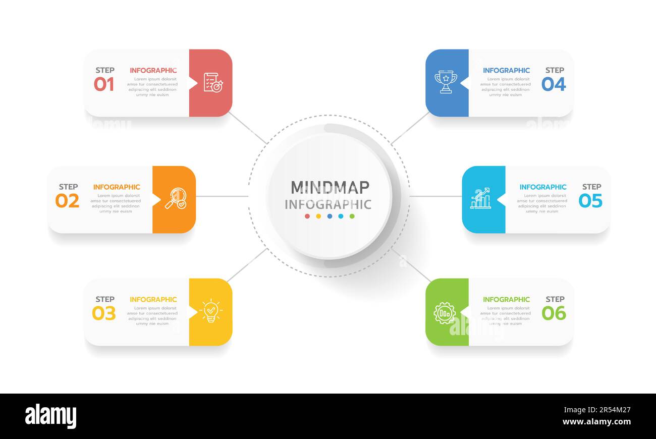 Infografik-Vorlage für Unternehmen. 6 Schritte modernes Mindmap ... Infografik-Vorlage für Unternehmen. 6 Schritte modernes Mindmap ...