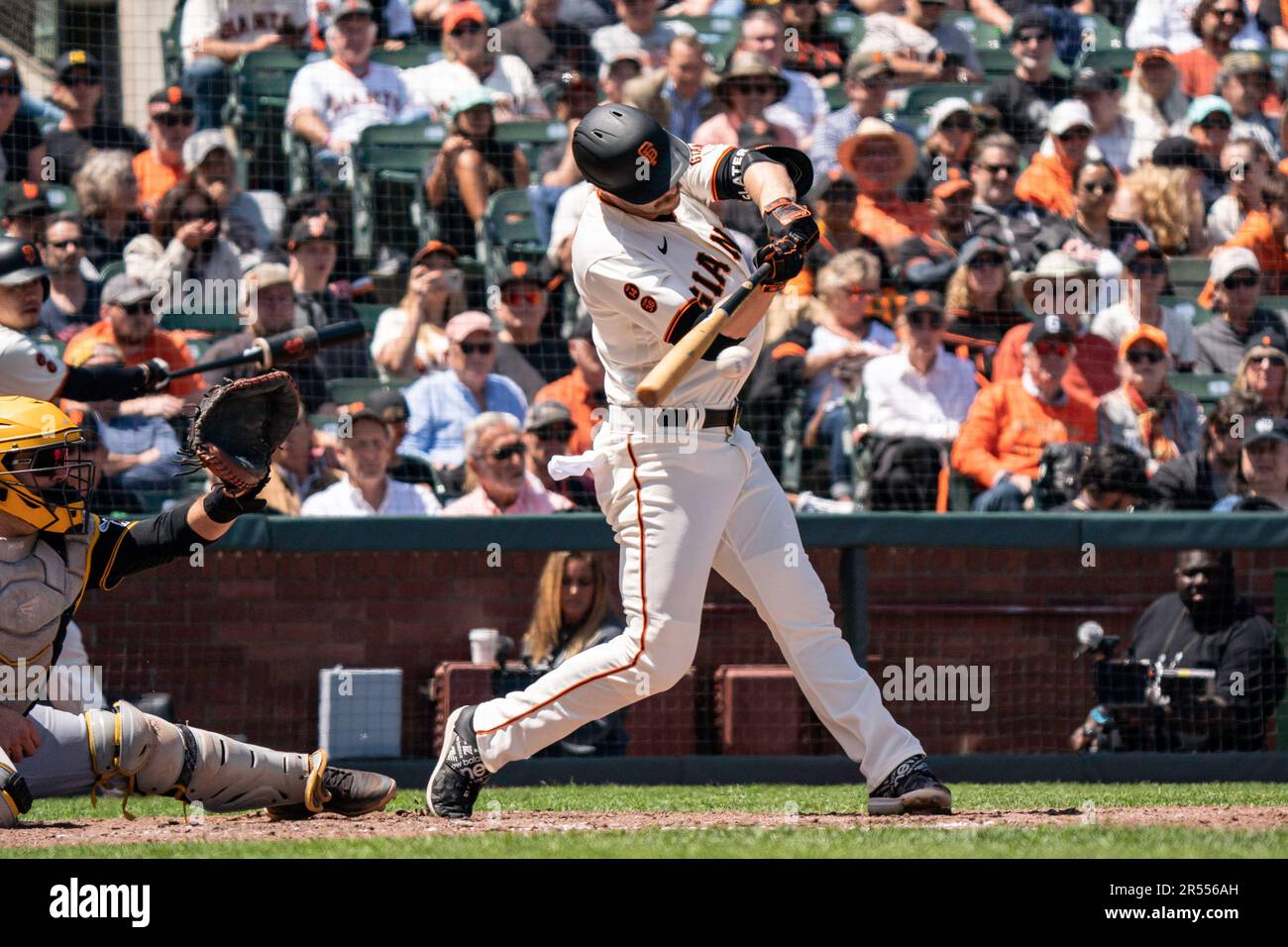 San Francisco Giants Center Fielder Austin Slater (13) schlägt während ...