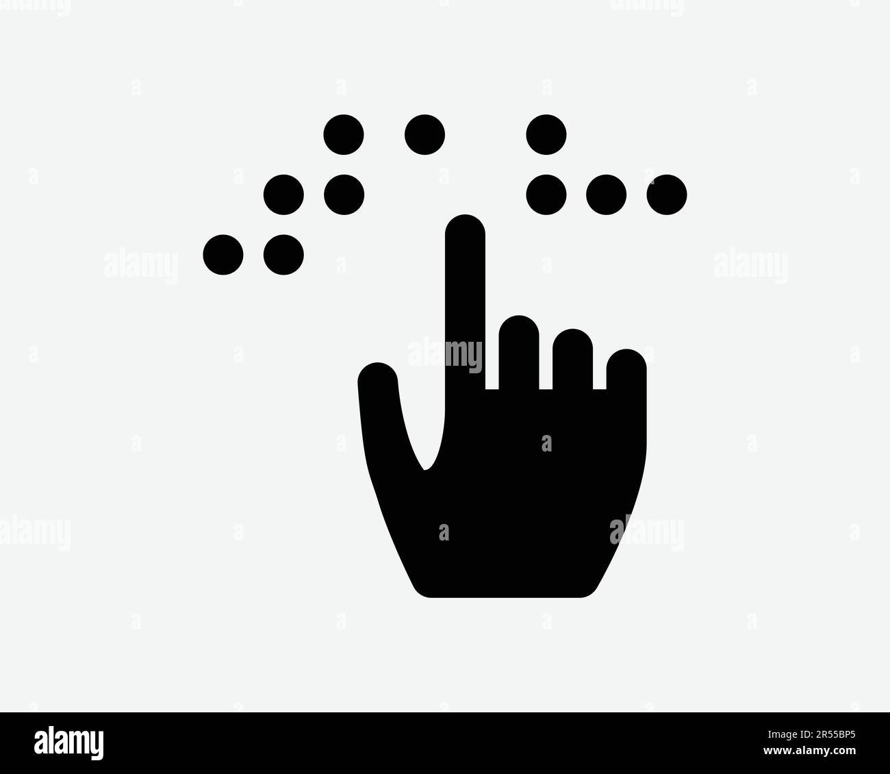 Braille-Symbol. Blinde Person Hand Fingerberührung Lesen ...