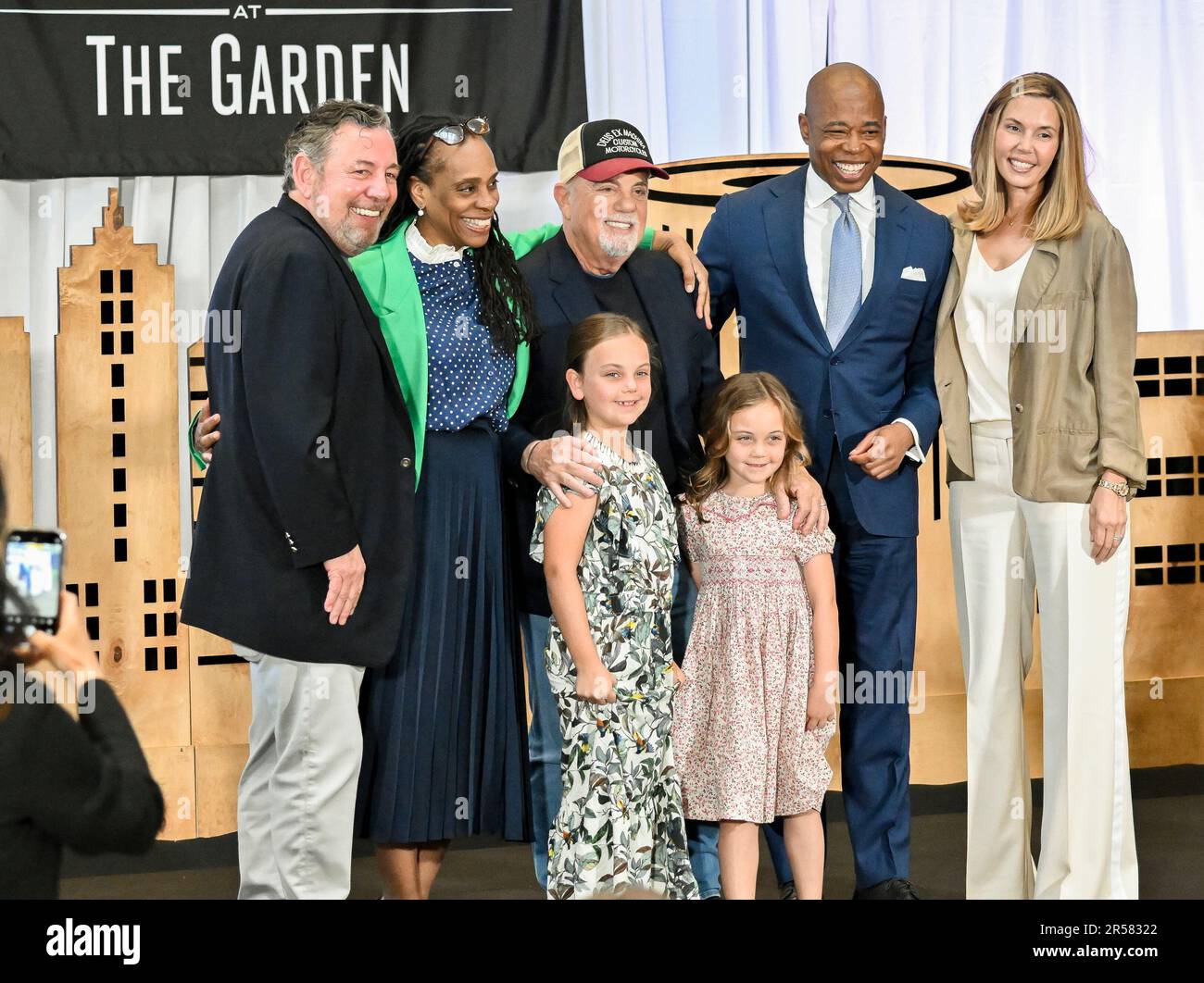 Billy Joel, left, poses with daughters and wife Alexis Roderick and New ...