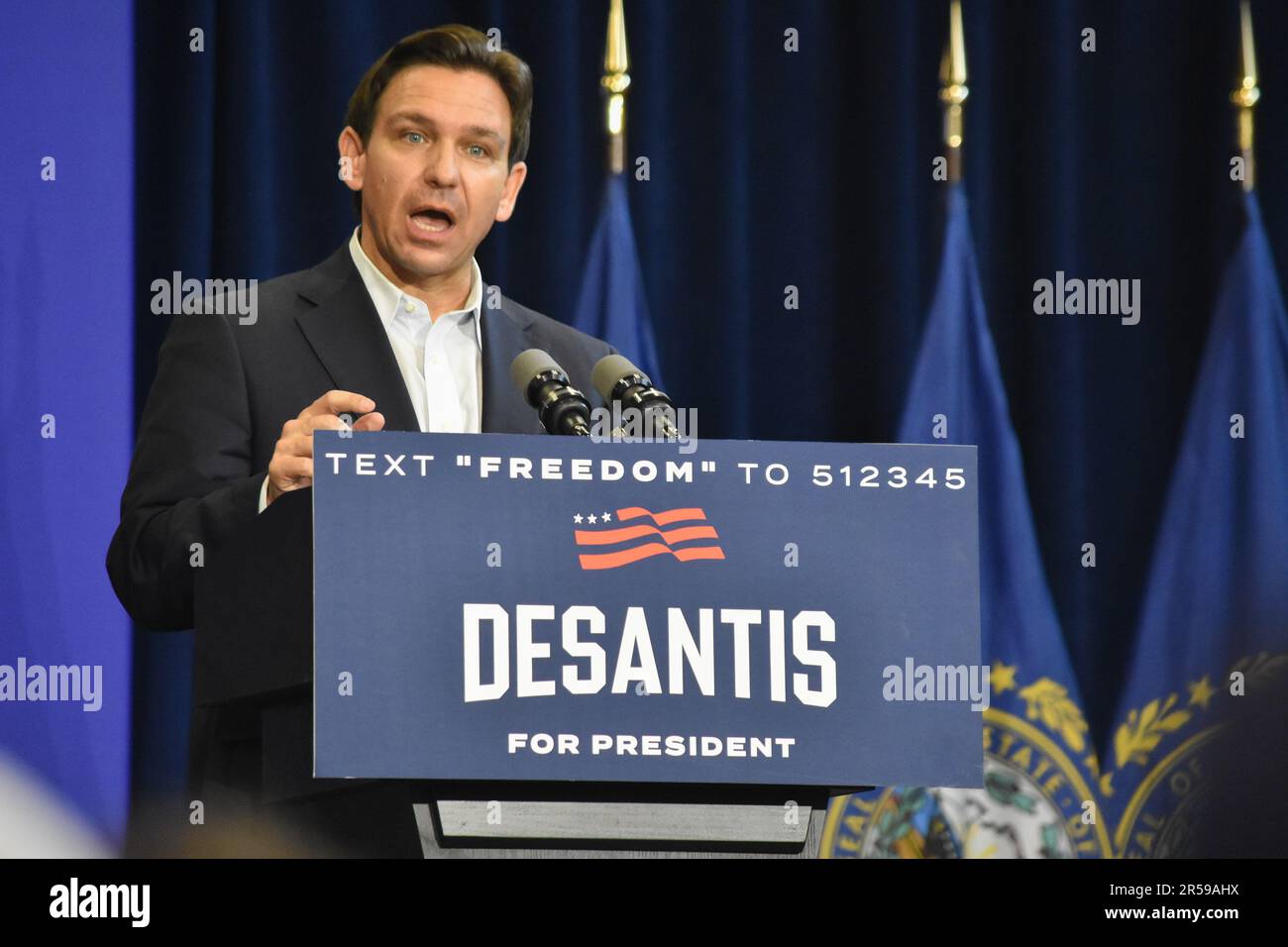 Manchester, Usa. 01. Juni 2023. Der Gouverneur von Florida Ron DeSantis ...