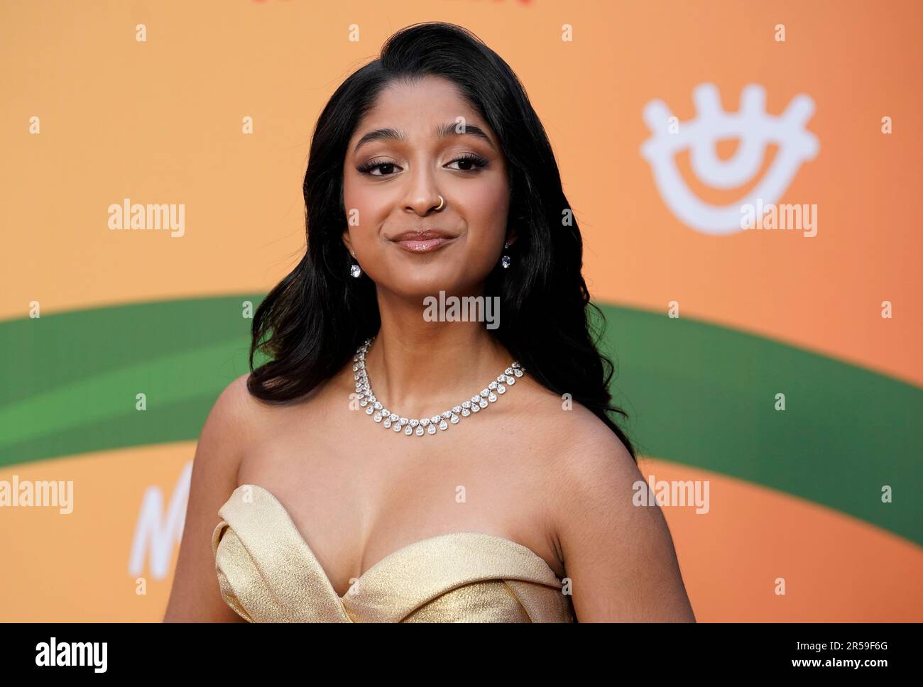 Maitreyi Ramakrishnan poses at the season four premiere of the Netflix series "Never Have I Ever ...