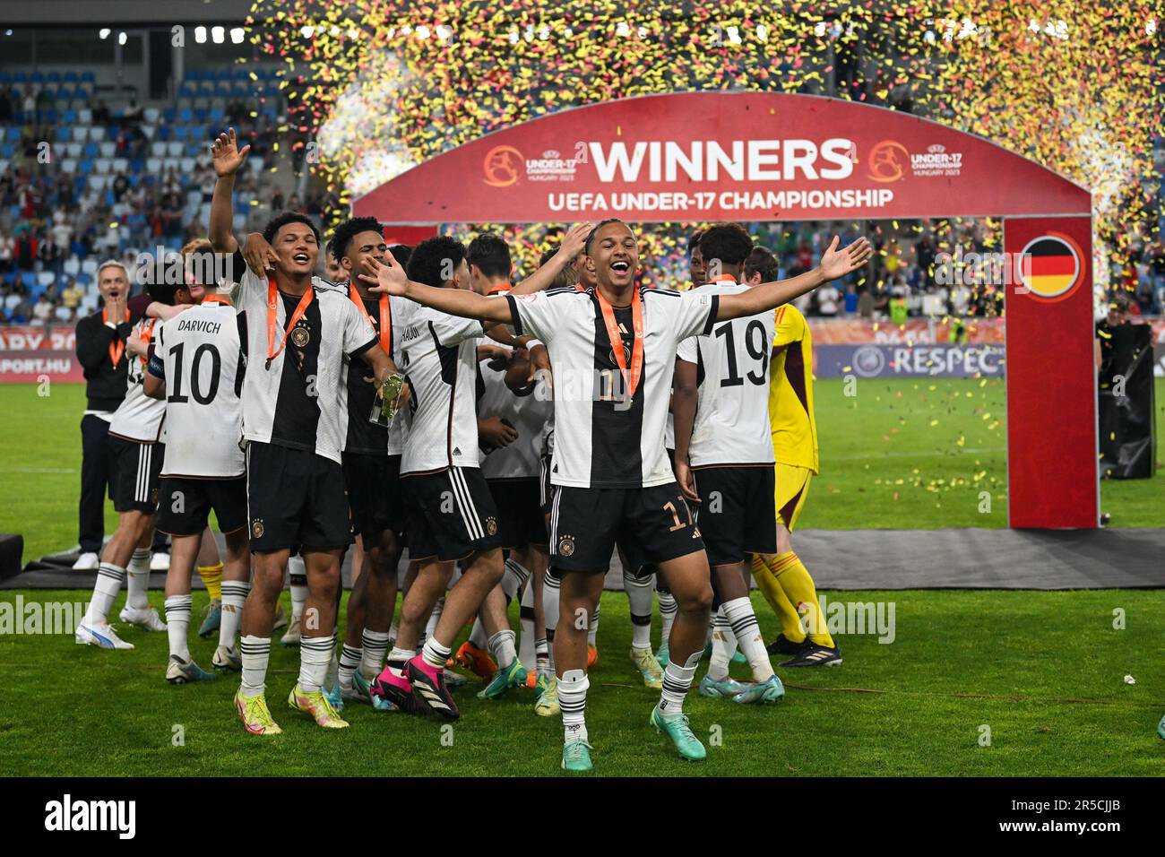 Budapest, Ungarn. 02. Juni 2023. Glück Deutschlands U17 nach dem Finale ...