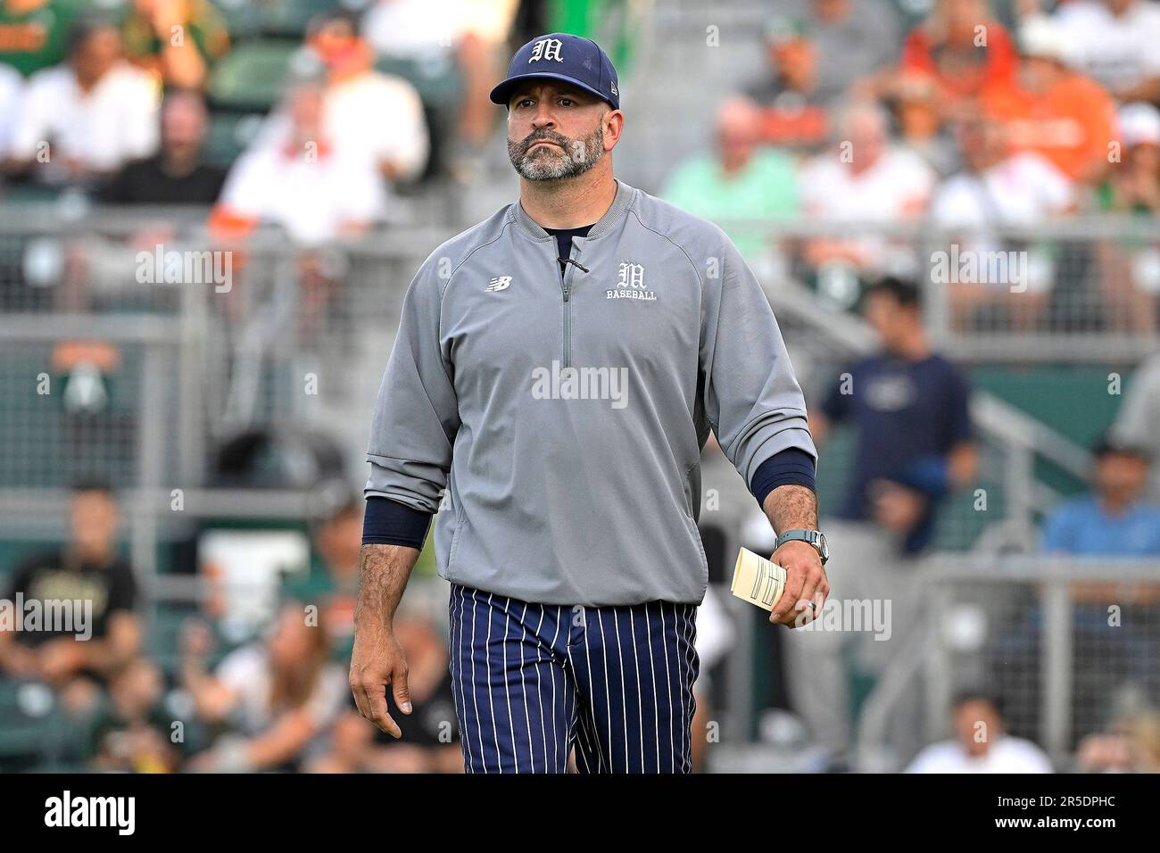 CORAL GABLES, FL - JUNE 02: Maine head coach Nick Derba walks back to ...