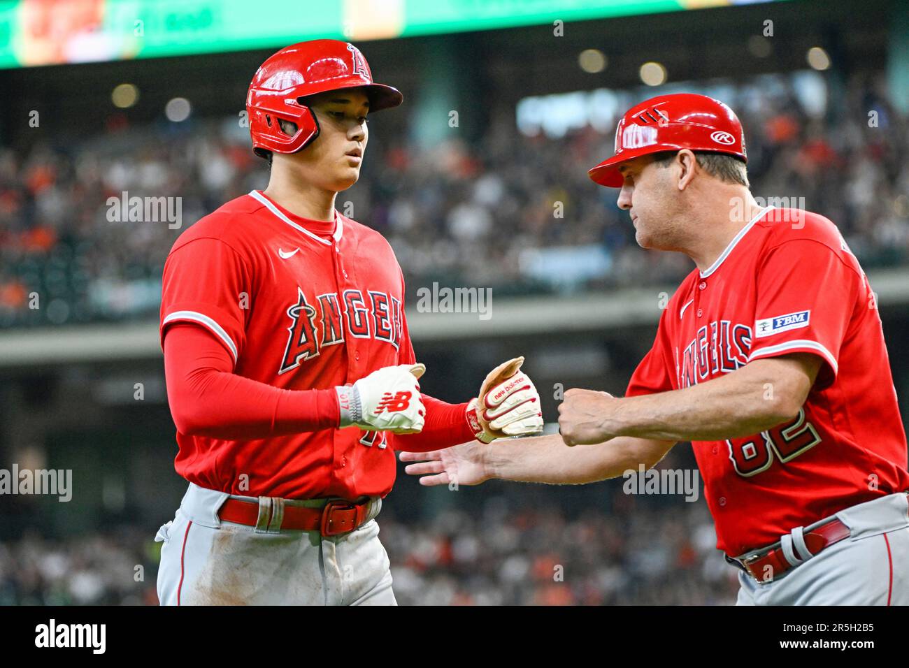 HOUSTON, TX - JUNE 03: Los Angeles Angels first baseman Shohei Ohtani ...