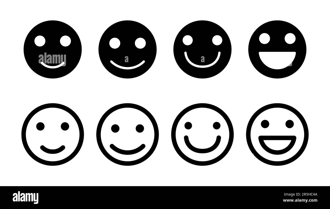 Happy emoji emoticon smiley face Schwarzweiß-Stockfotos und -bilder ...
