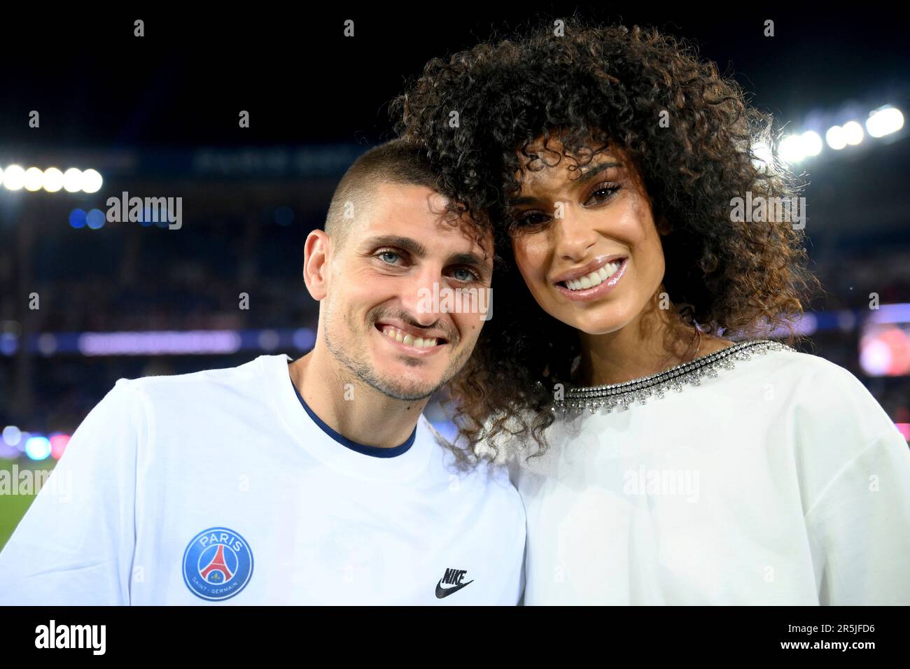 Paris Saint-Germain's Italian midfielder Marco Verratti poses with his ...