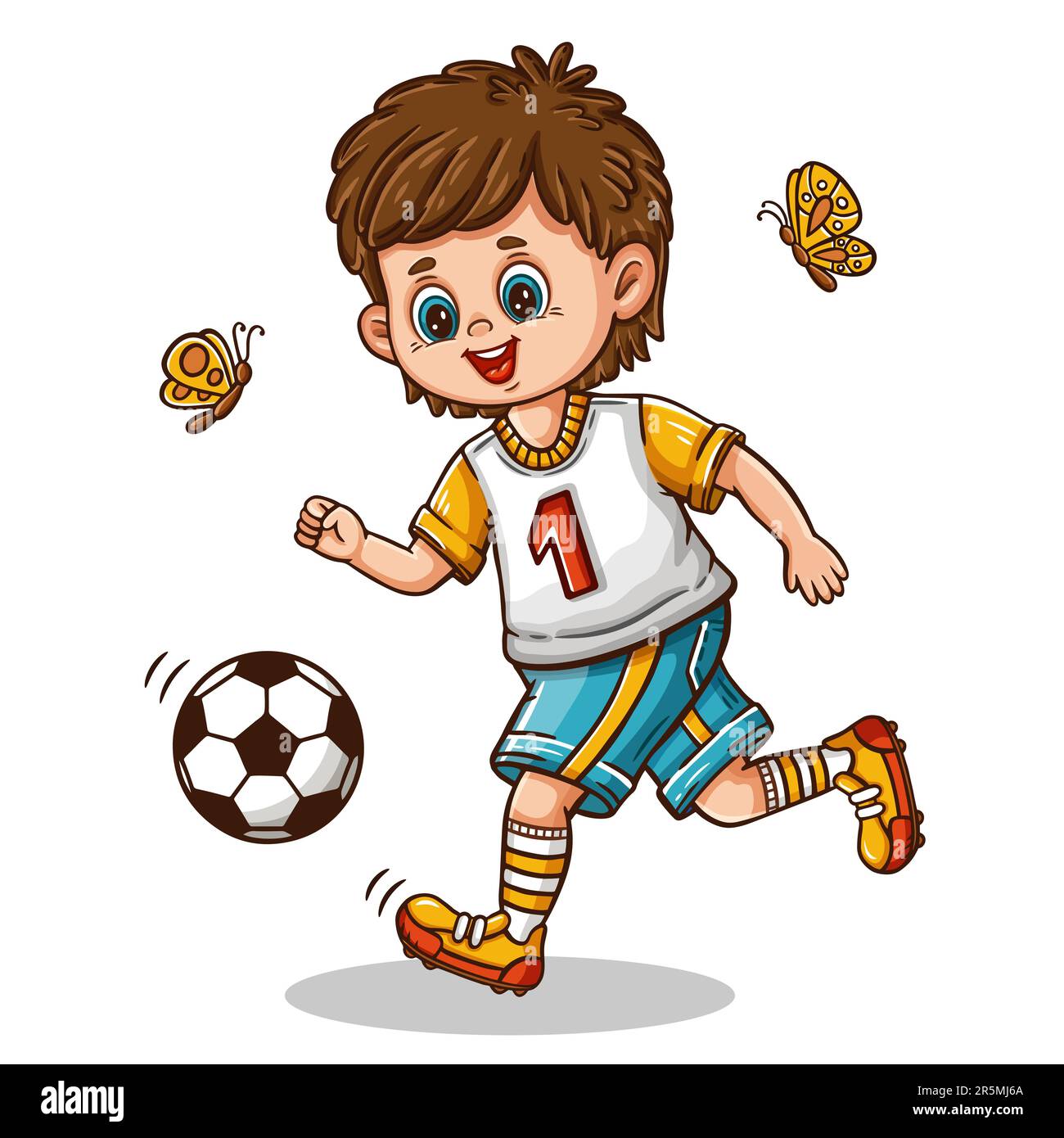 Niño jugando al fútbol Stock-Vektorgrafiken kaufen - Alamy