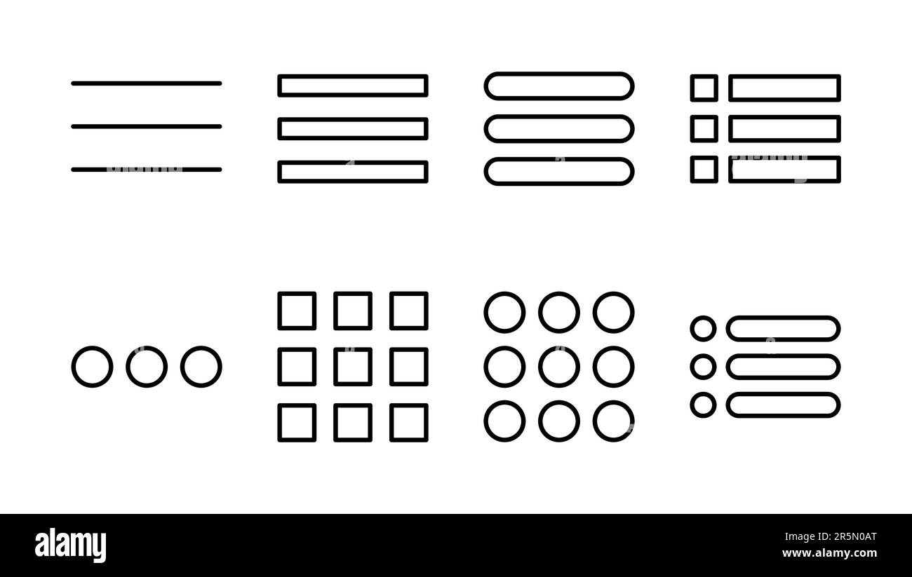 Menü-Symbolgruppe. Symbol Web-Menü. Symbol für hamburger-Menü Stock ...