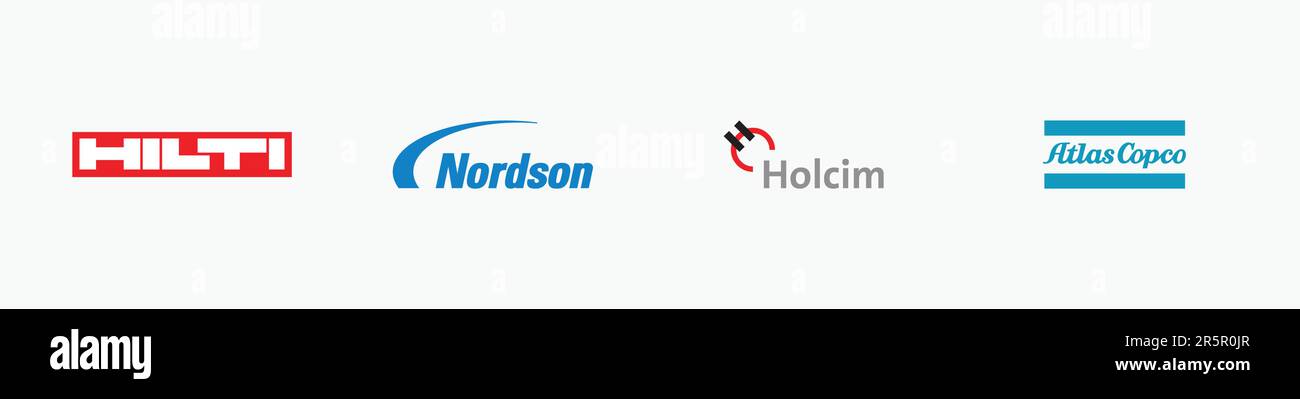 HILTI Logo, NORDSON CORPORATION Logo, ATLAS COPCO Logo, AHOLCIM Logo ...