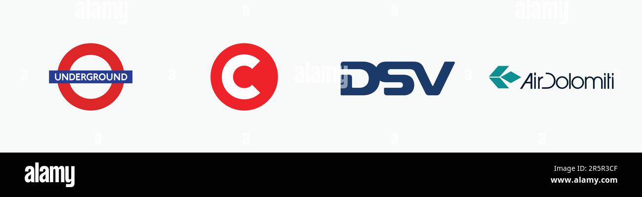 MADRID METRO CERCANIAS Logo, UNDERGROUND Logo, DSV Logo, AIR DOLOMITI ...