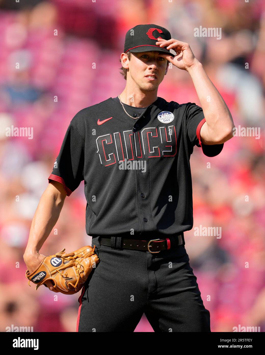 Cincinnati Reds starting pitcher Brandon Williamson stands on the ...