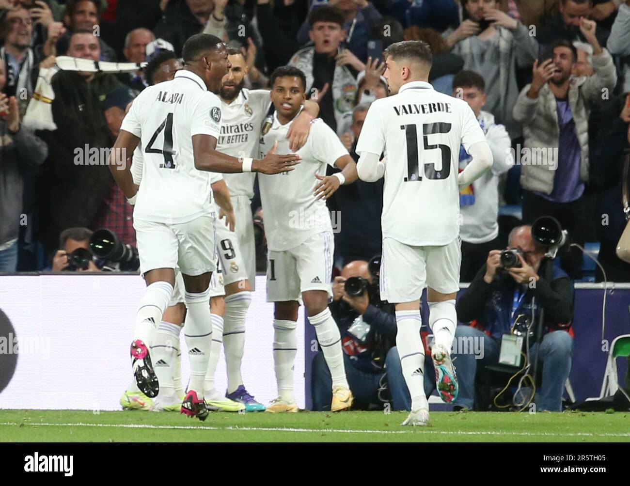 Fest-Tor Vin'cius Jœnior von Real Madrid während der UEFA Champions League, Viertelfinale, 1 ...