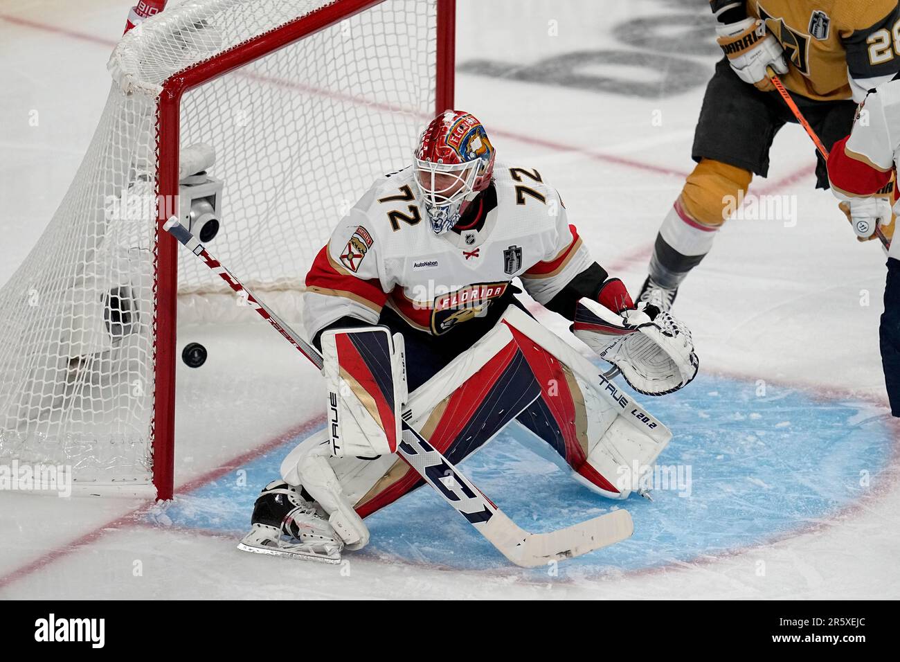 Florida Panthers goaltender Sergei Bobrovsky (72) can't stop a goal ...