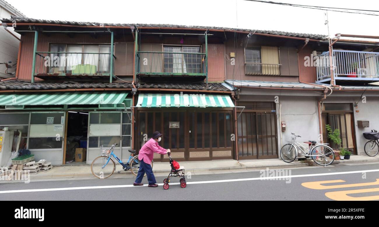 Nagaya, Japanese style row houses are pictured in Kyojima district in ...