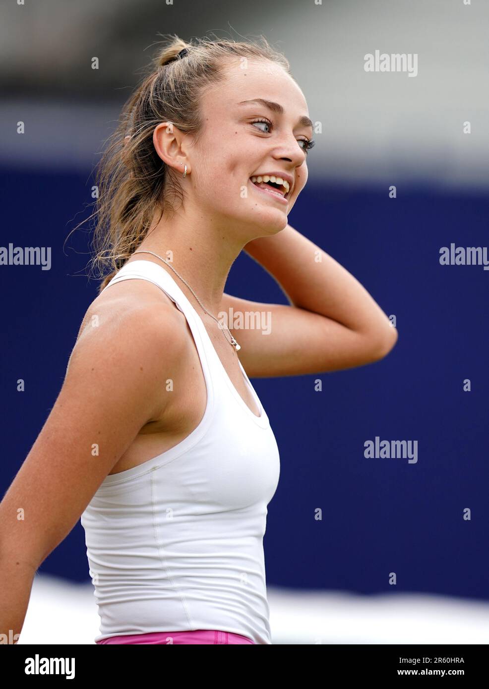 Die britische Isabelle Lacy feiert den Sieg gegen die amerikanische ...