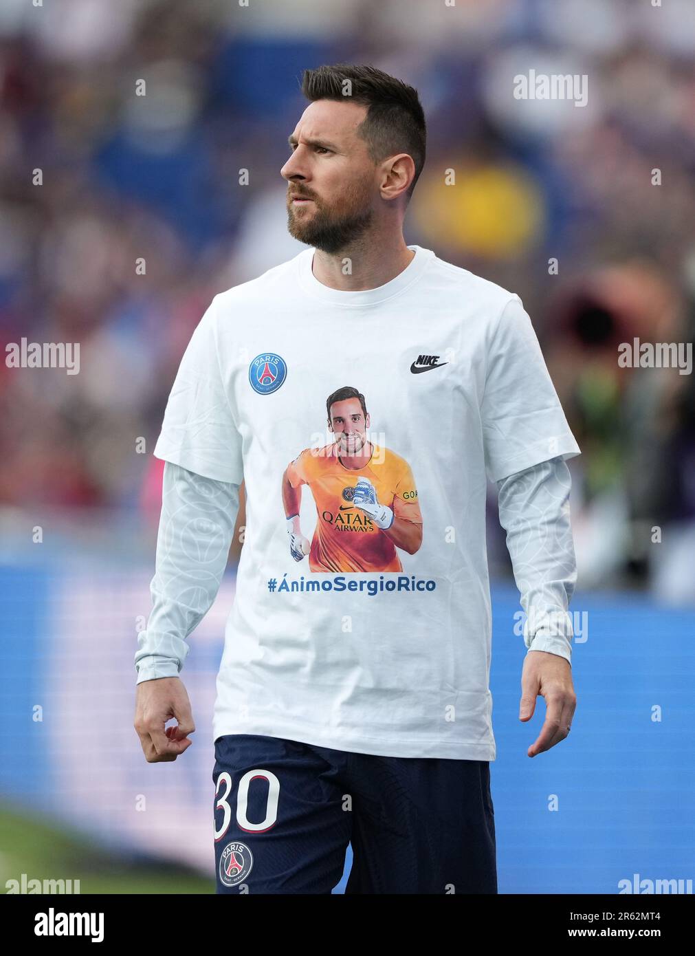 Lionel Messi vom PSG Pre-Match während des Spiels Ligue 1 zwischen ...
