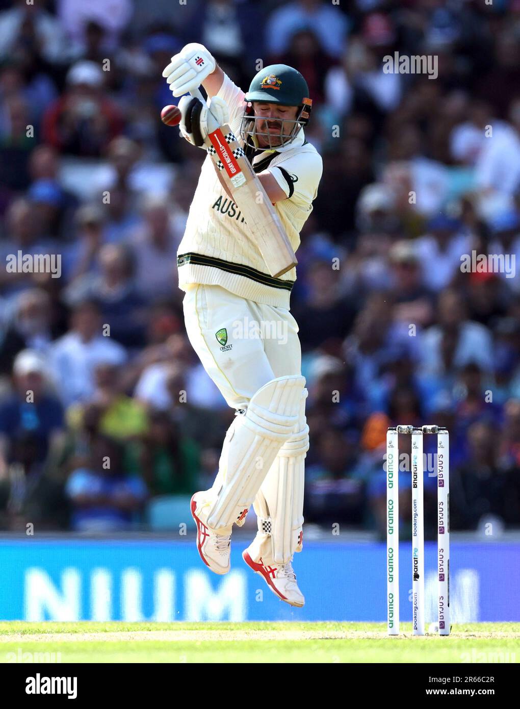 Australiens Travis Head in Aktion am ersten Tag des ICC World Test ...