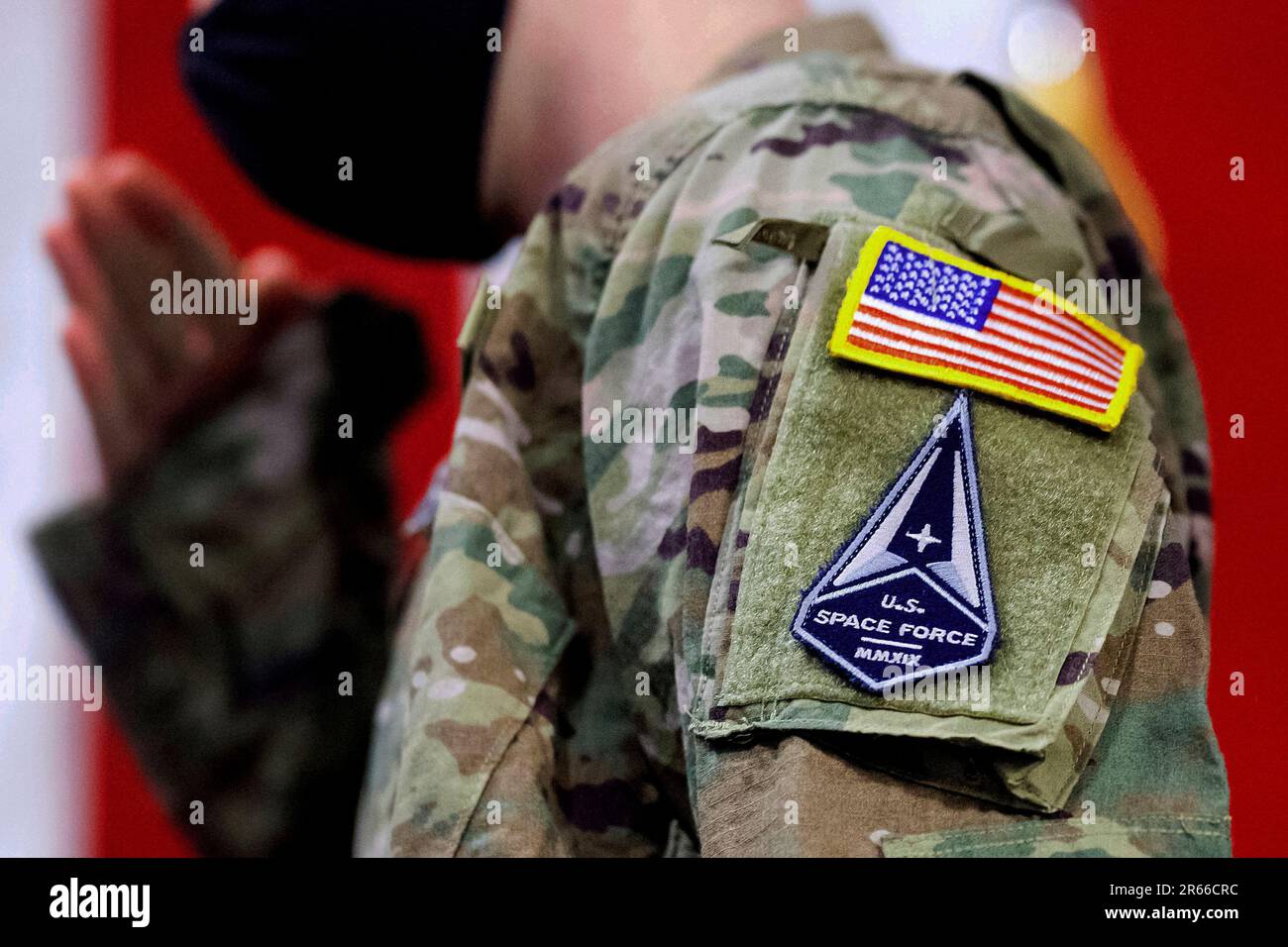 FILE - A solider wears a U.S. Space Force uniform during a ceremony for ...