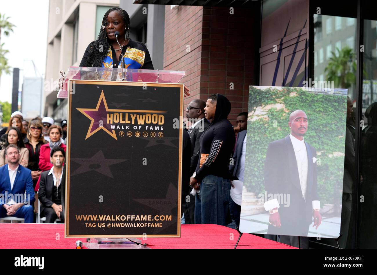Sekyiwa "Set" Shakur speaks at a ceremony honoring her brother, the ...