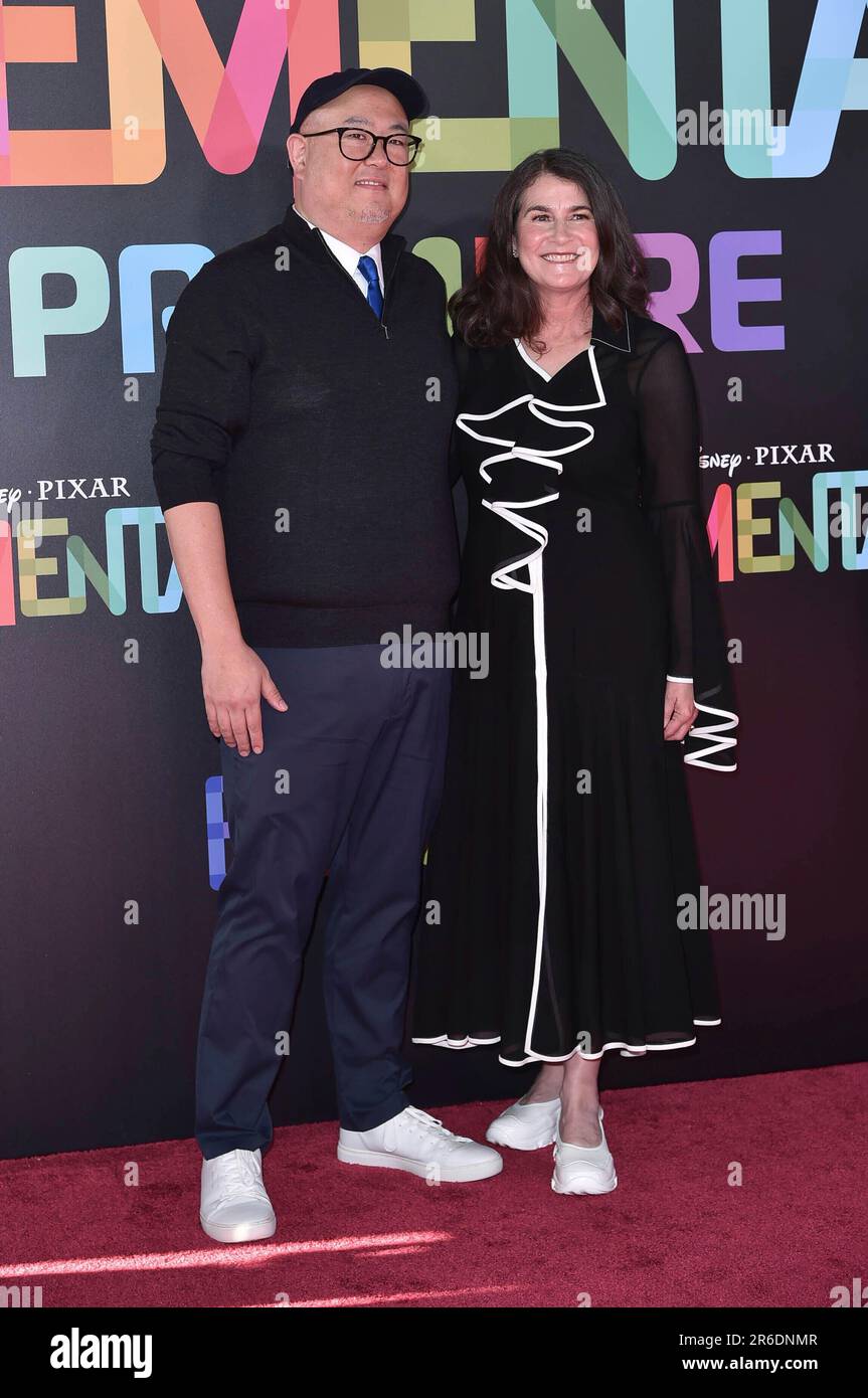 Peter Sohn, left, and Denise Ream arrive at the premiere of "Elemental ...