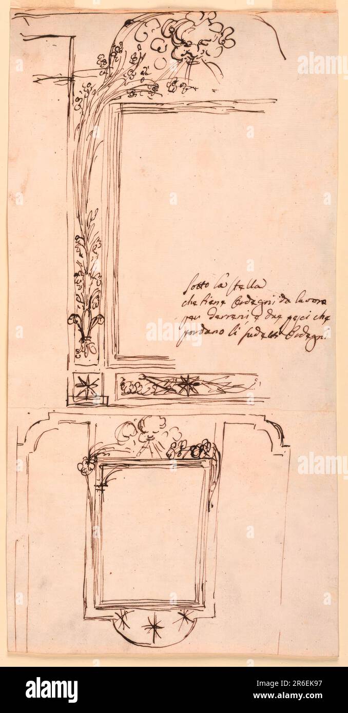 Oben befindet sich der linke Teil der Höhen. Ein Teil des Außenrahmens ...