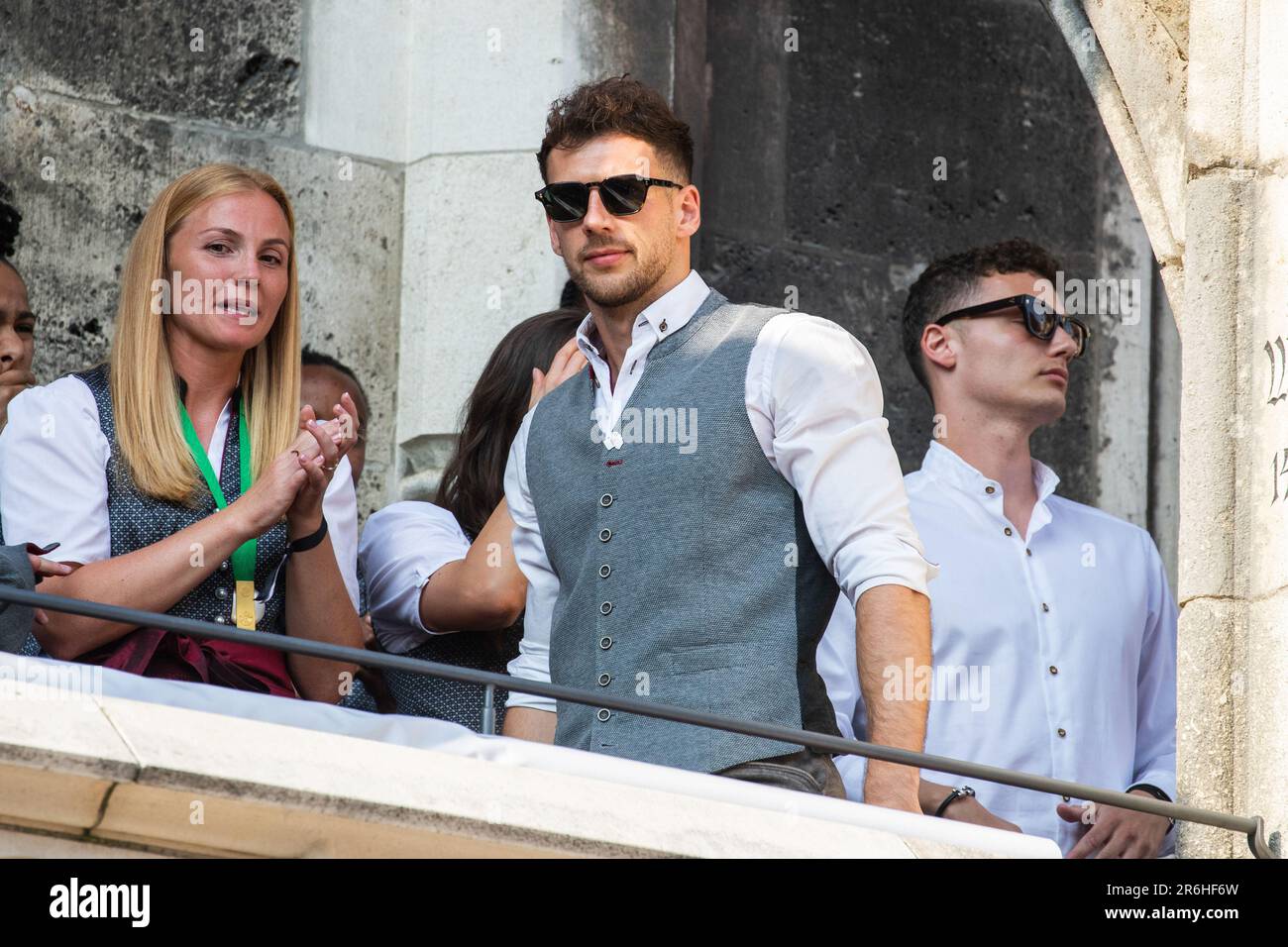 München, Deutschland. 28. Mai 2023. Leon Goretzka Mathys Tel, Benjamin ...