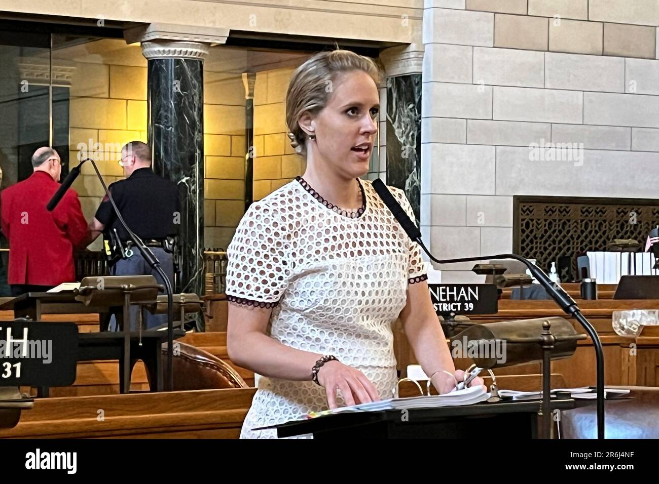 FILE - Nebraska Sen. Julie Slama speaks, Tuesday, May 30, 2023, at the ...
