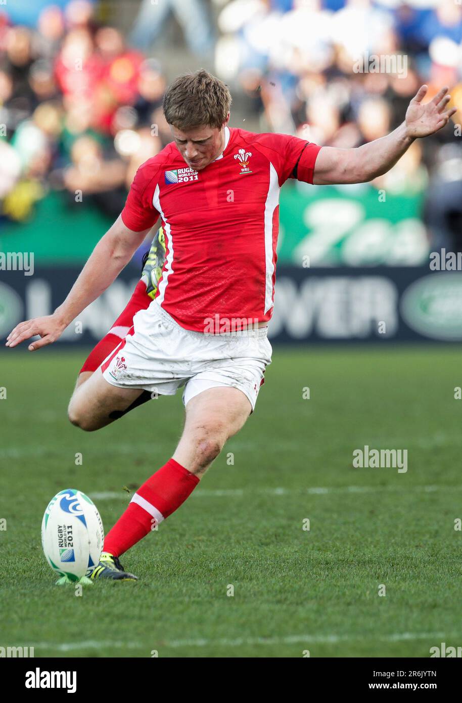 Wales Rhys Priestland tritt bei einem Spiel der Rugby-Weltmeisterschaft ...