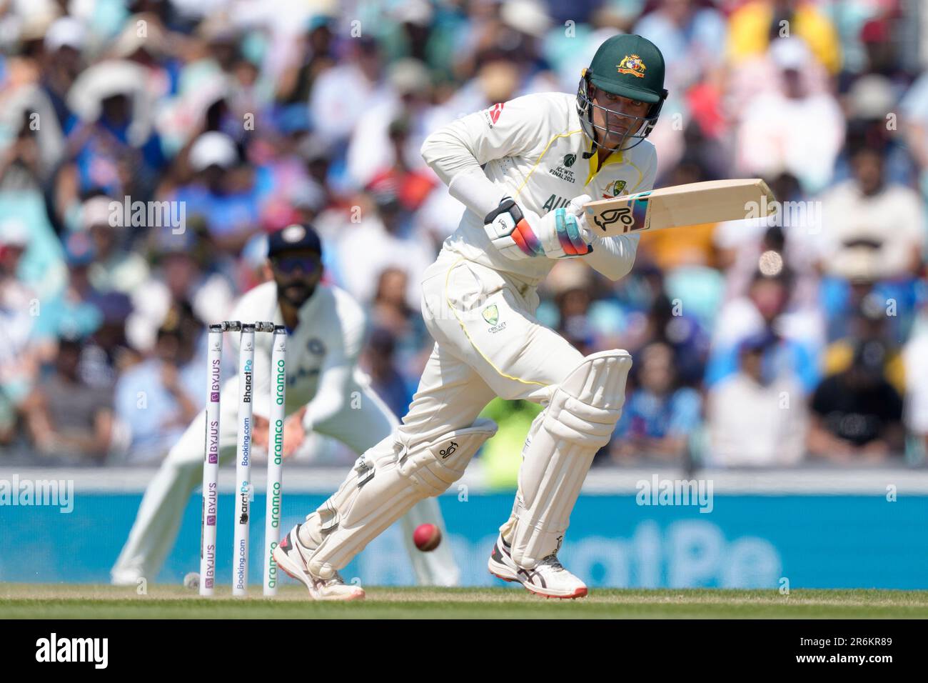 Australia's Alex Carey hits 4 runs on the fourth day of the ICC World ...