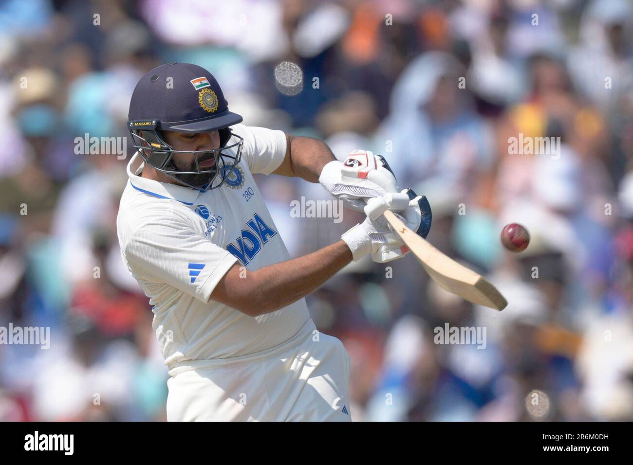 India's Rohit Sharma plays a shot on the fourth day of the ICC World ...