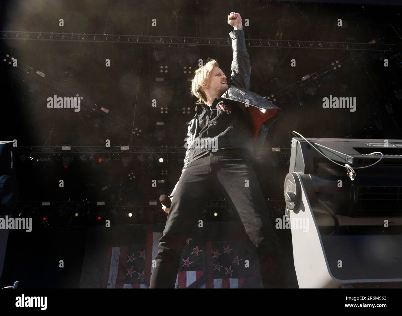 SOLVESBORG 20230610 US-Band Skid Row mit dem schwedischen Sänger Erik Gronwall tritt während des ...