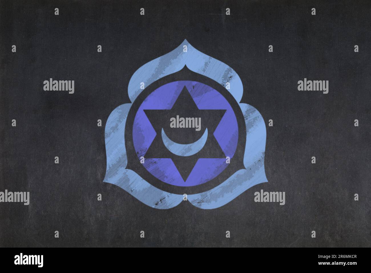 Tafel mit dem Symbol des dritten Auges Chakra, das im Hinduismus ...