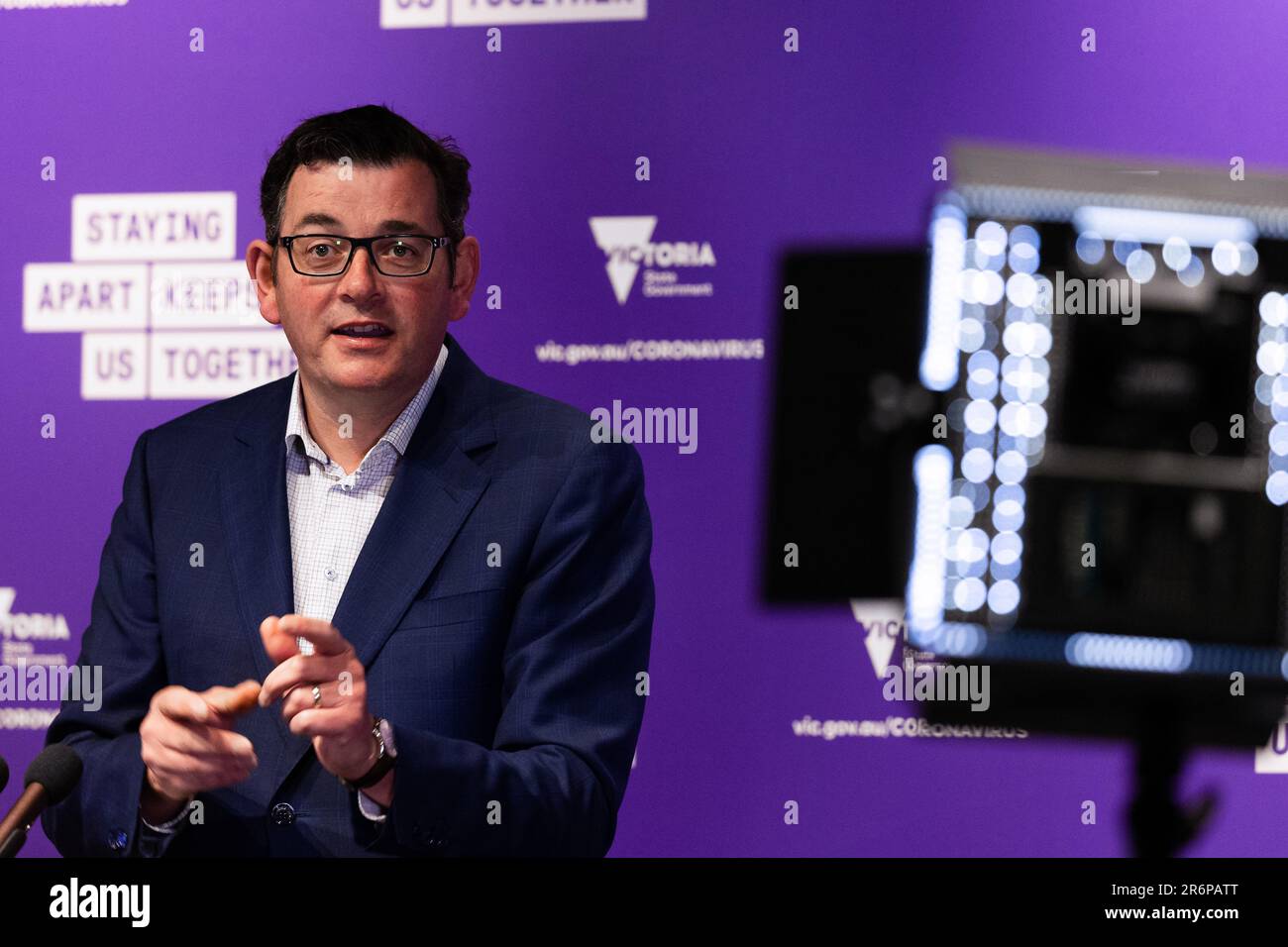 MELBOURNE, AUSTRALIEN - SEPTEMBER 26: Premier Daniel Andrews spricht ...