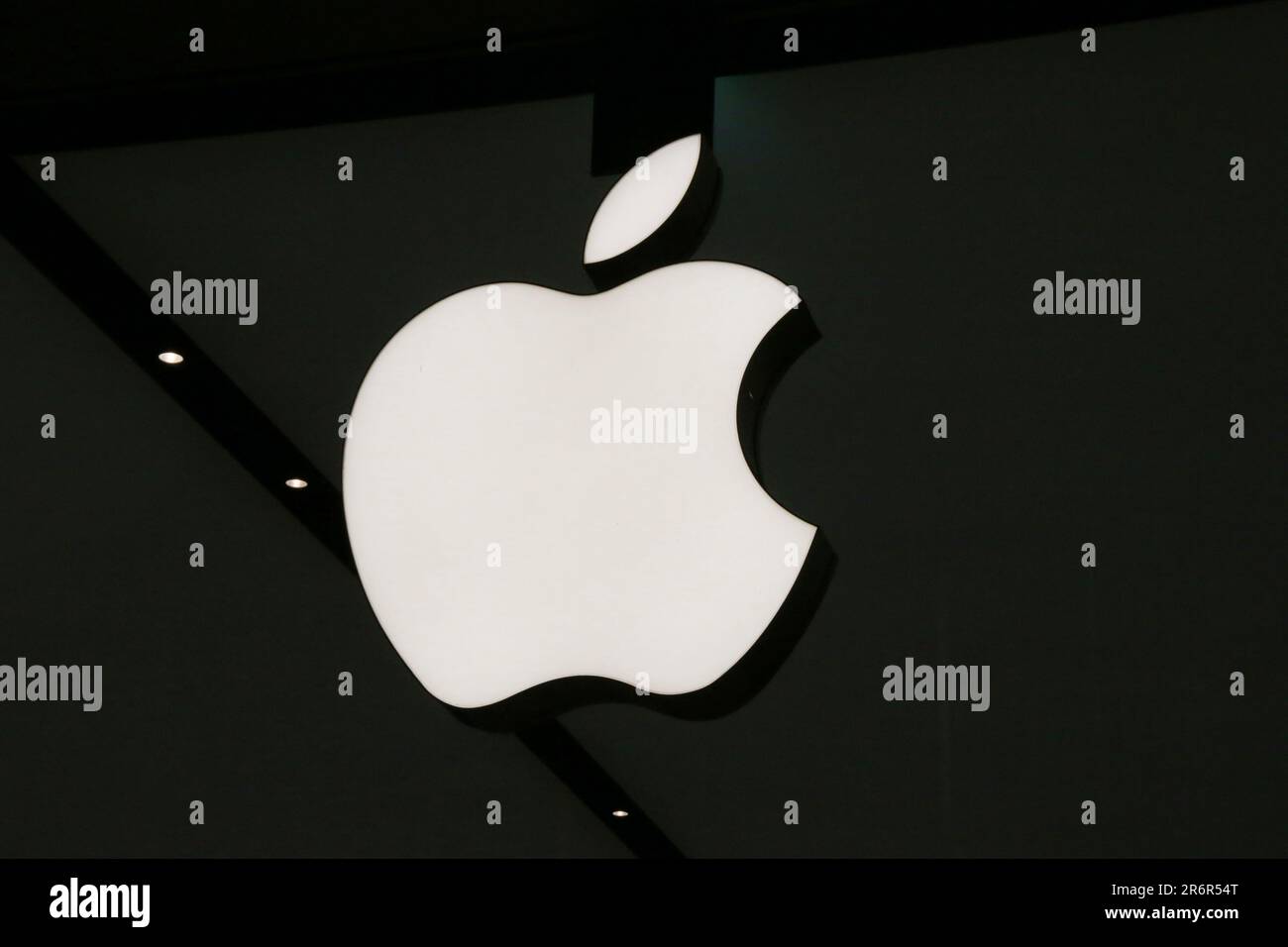 The trademark of Apple Inc. is seen in Shinjuku Ward, Tokyo on June 15 ...