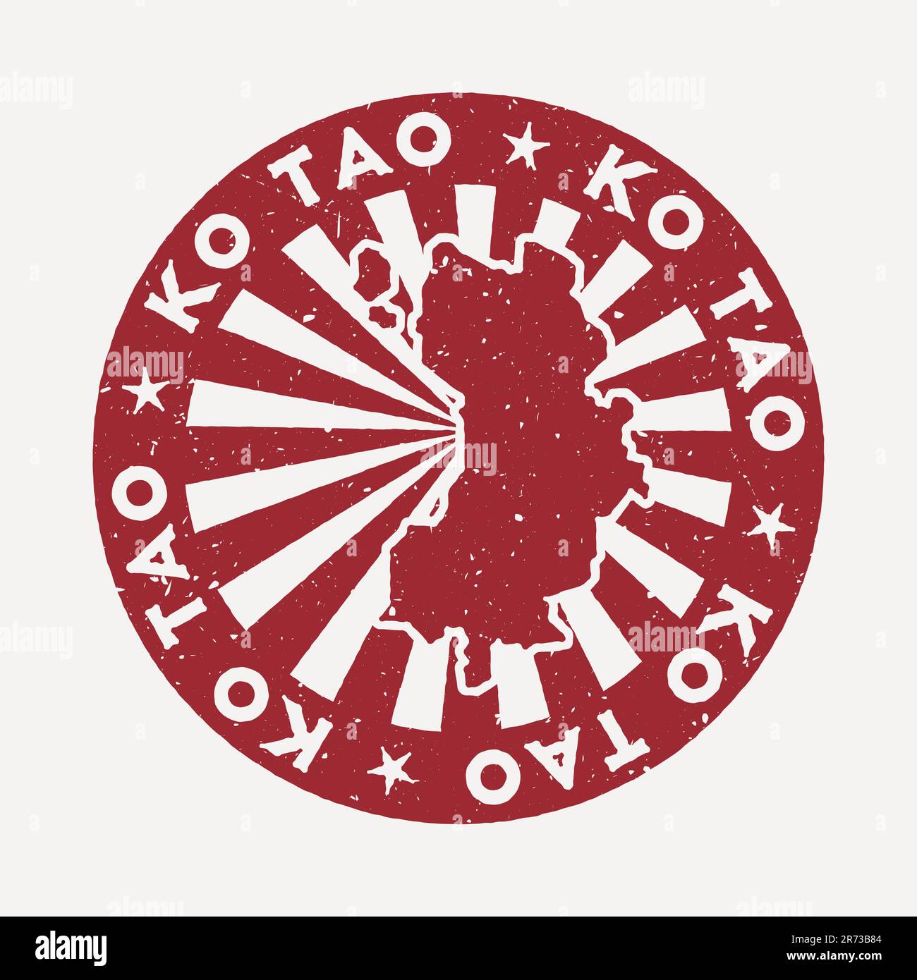 Ko-Tao-Briefmarke. Reisen Sie mit dem roten Gummistempel mit der Karte ...