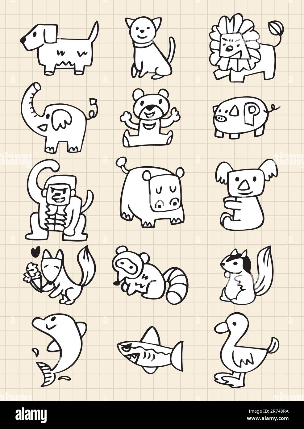Tiere per Hand zeichnen Stock-Vektorgrafik - Alamy