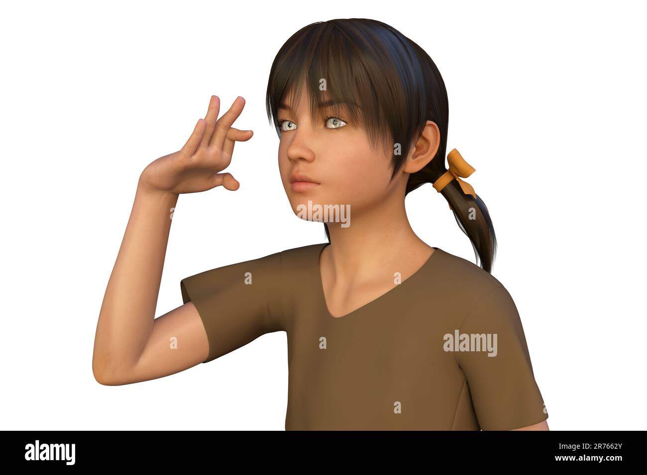 Ein Mädchen mit Sydenhams Chorea und unwillkürlichen Handbewegungen ...