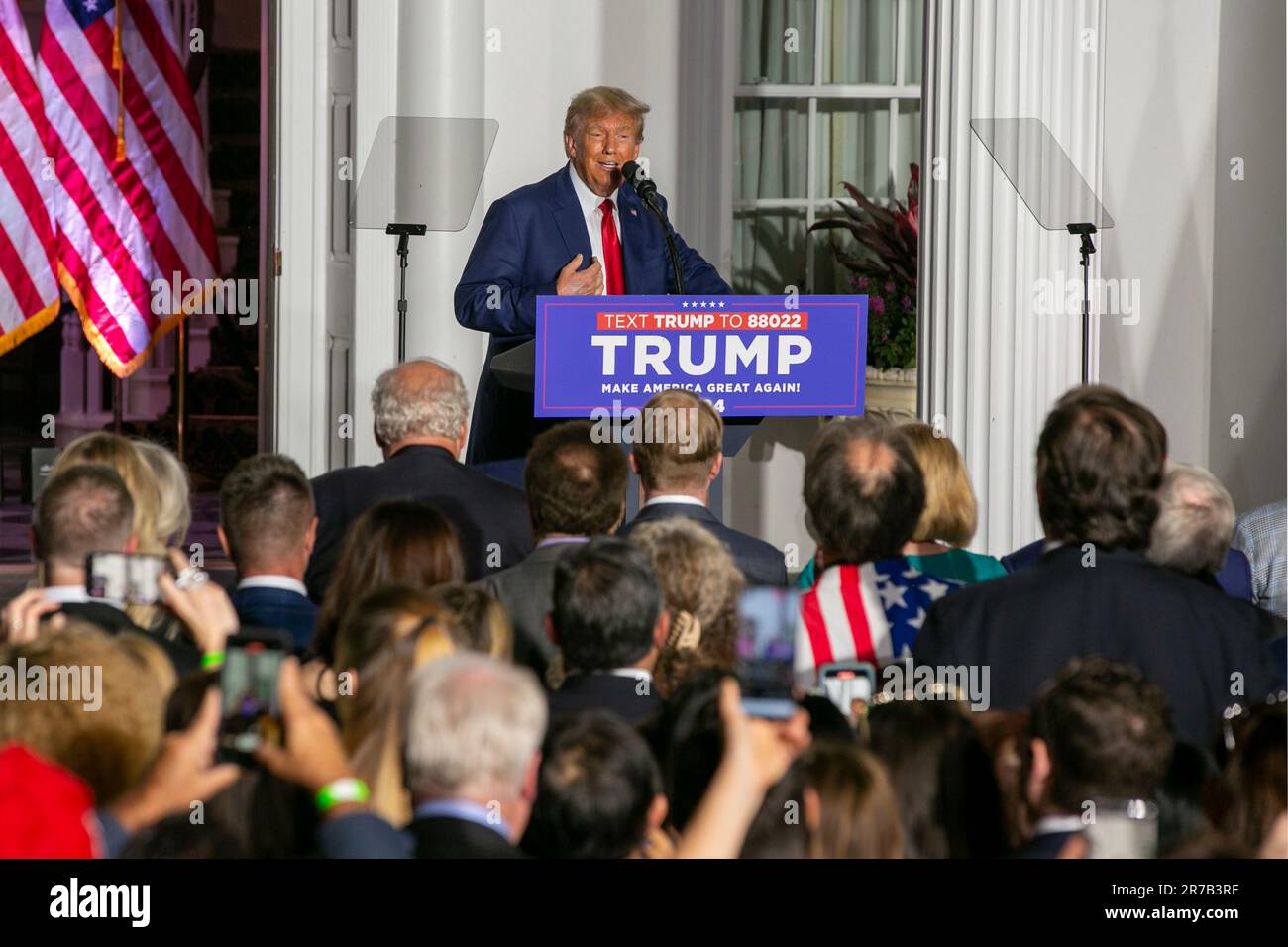 Former U.S. President Donald Trump speaks at his Trump National Golf ...