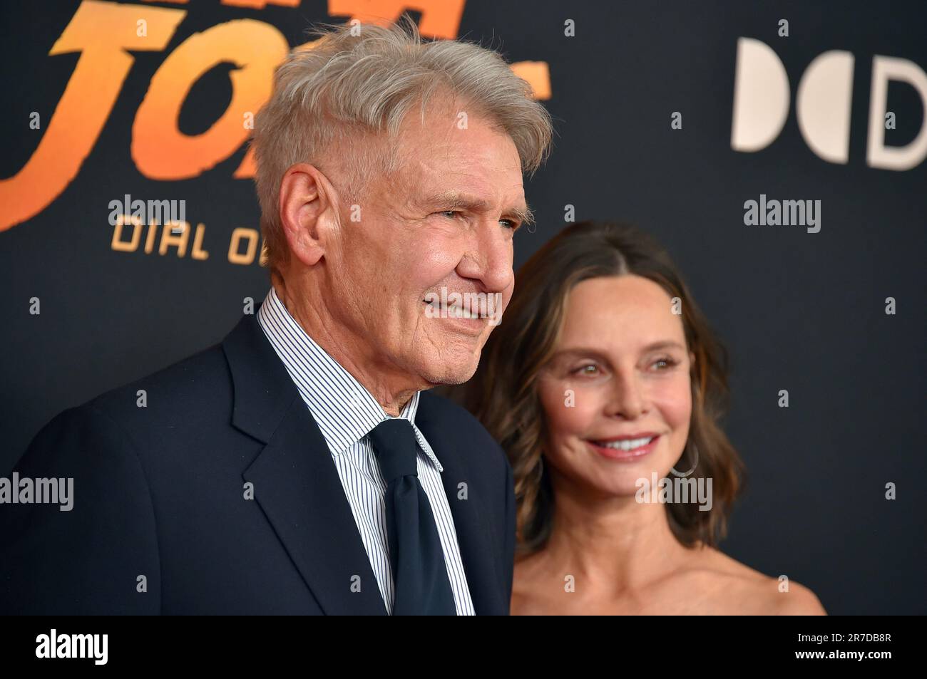 Harrison Ford, left, and Calista Flockhart arrive at the premiere of ...