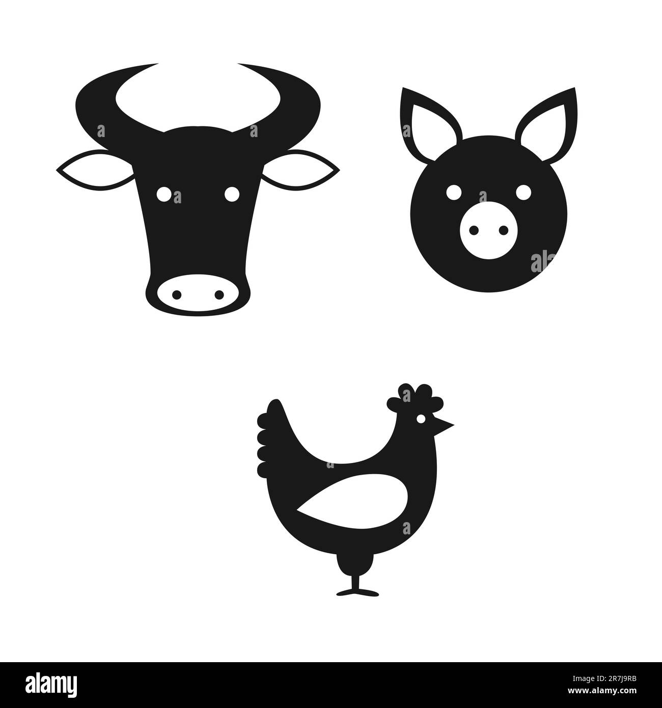 Eine Reihe von Symbolen, die verschiedene Fleischsorten darstellen ...