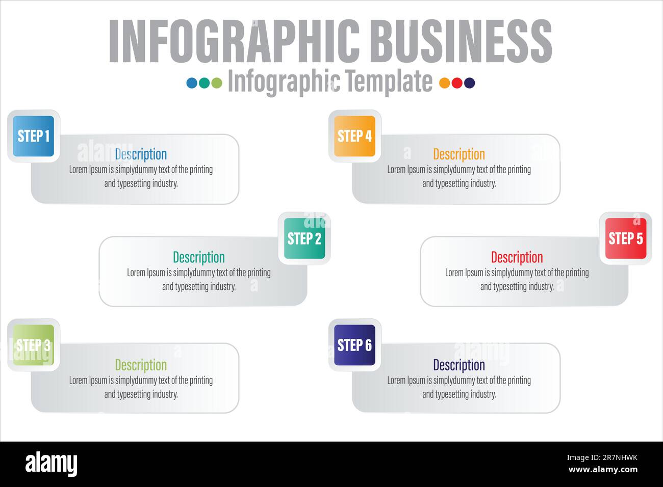 Vorlage für Infografik-Design mit Zahlen sechs 6-Schritte, sechs 6 ...