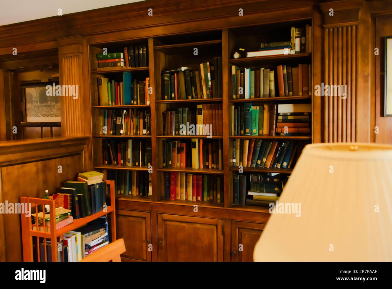 Ein ruhiger Ort zum Lernen - Regale mit Büchern, Holzschreibtische ...