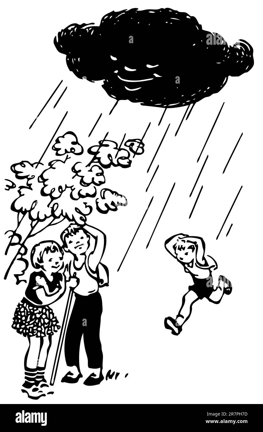 Hiding from rain Stock-Vektorgrafiken kaufen - Alamy