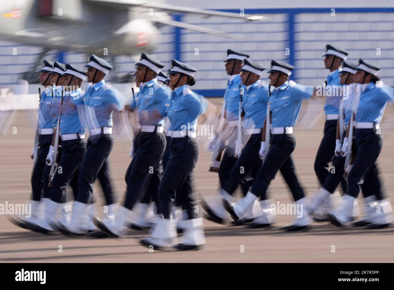Indian Air Force (IAF) cadets march during a combined graduation parade ...