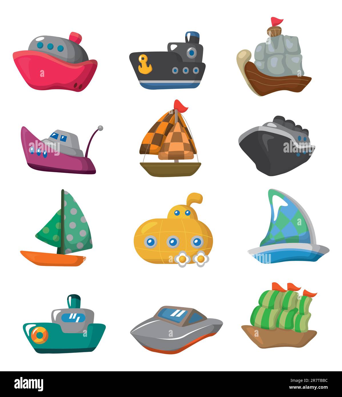 Cartoon boat Stock-Vektorgrafiken kaufen - Alamy