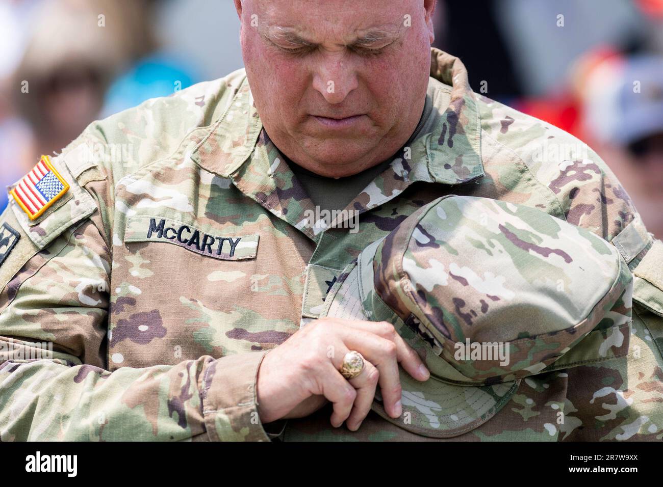 R. Van McCarty, Adjutant General of South Carolina, prays during the ...