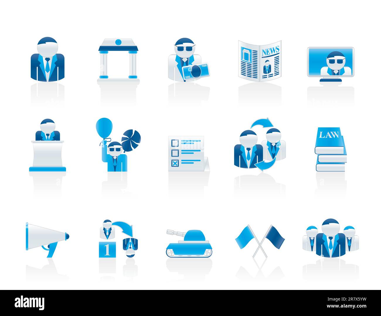 Politik, Wahlen und politische Partei Symbole - Vektor Icon Set Stock ...